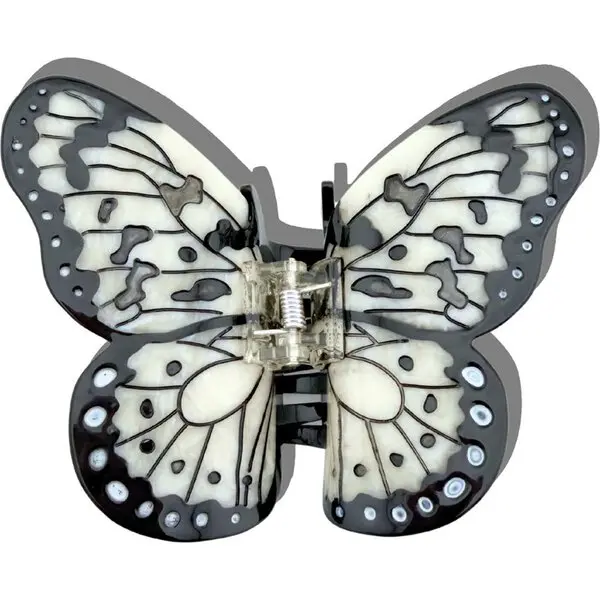 SOLAR ECLIPSE Paper Kite Butterfly Hair Claw Clip - Black/cream