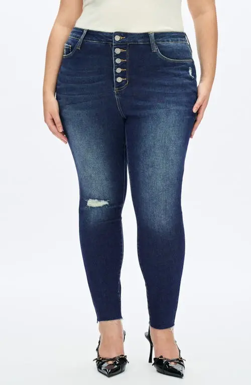 BAYEAS Button Fly High Waist Skinny Jeans - Dark Blue
