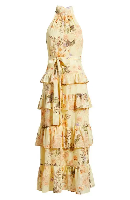 Anne Klein Tiered Ruffle Sleeveless Chiffon Maxi Dress