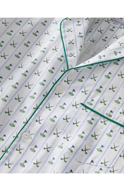 PETITE PLUME Fairway Stripe Woven Cotton Twill Classic Pajama Set