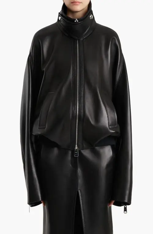 Khaite Hamett Leather Bomber Jacket - Black