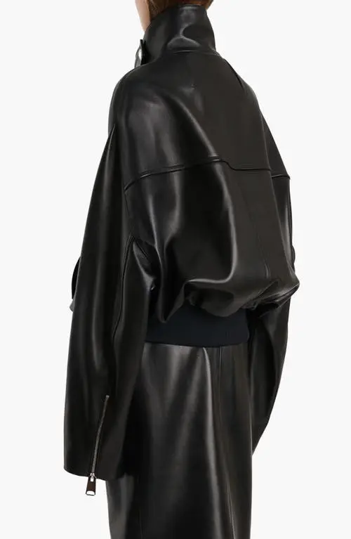 Khaite Hamett Leather Bomber Jacket - Black