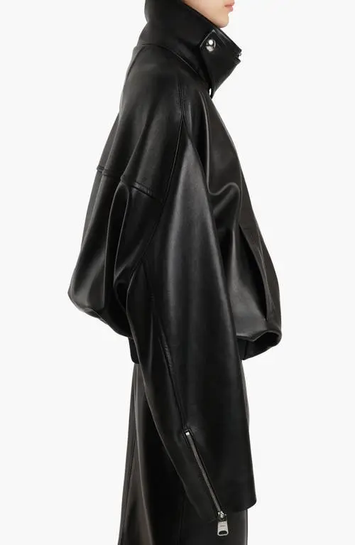 Khaite Hamett Leather Bomber Jacket - Black