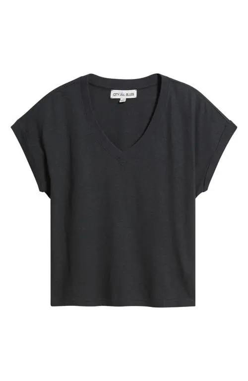 CITY BLUES V-neck Short Sleeve T-shirt - Black