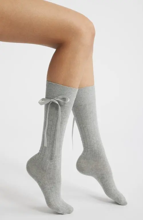 HIGH HEEL JUNGLE Satin Ribbon Crew Socks - Grey