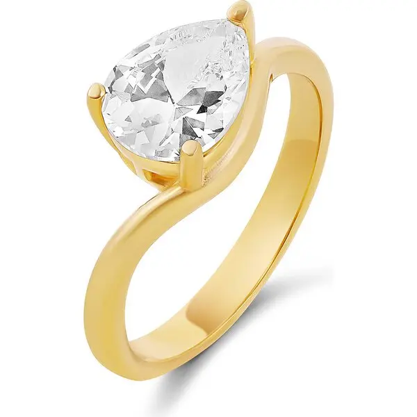 SHYMI Pear-cut Cubic Zirconia Wave Ring - Gold