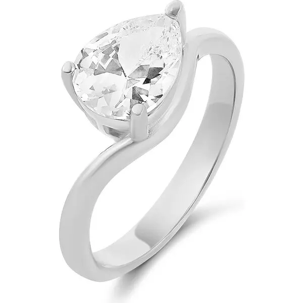 SHYMI Pear-cut Cubic Zirconia Wave Ring - Silver
