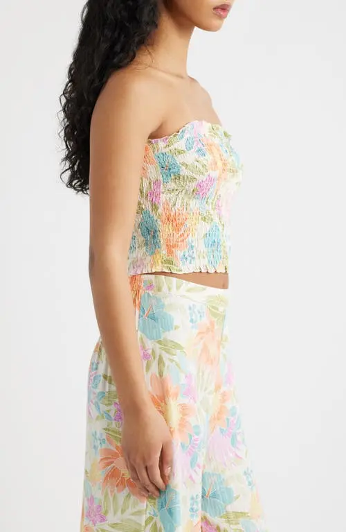Rip Curl Catalina Island Smocked Tube Top - Pink Multi