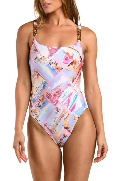 L'Agence Remi Printed One-piece Swimsuit - Pink Multi