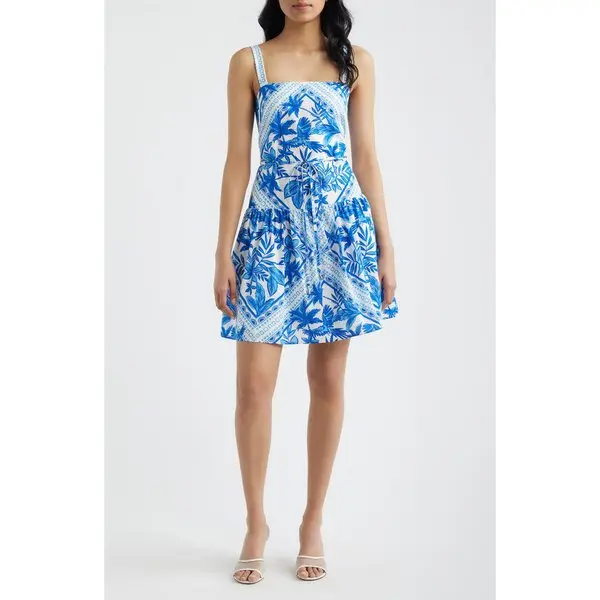 Julia Jordan Mixed Print Cotton Minidress - Blue Multi