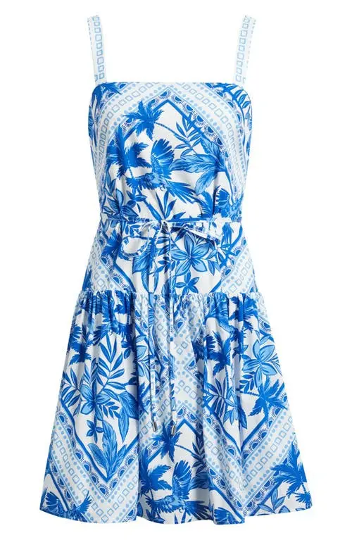 Julia Jordan Mixed Print Cotton Minidress - Blue Multi