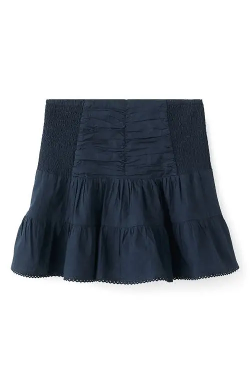 Mango Ruched Ruffle Miniskirt - Navy