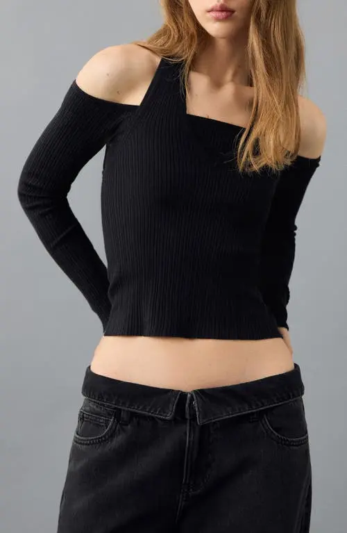 Mango Rib Halter Top - Black