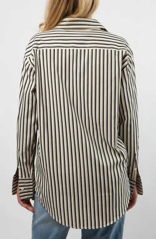 VIENS AVEC MOI The Port Stripe Button-up Shirt - Black
