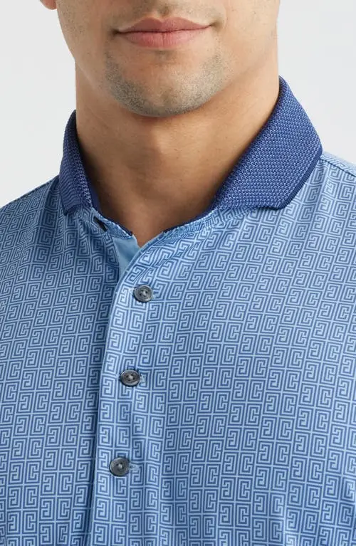 Greyson Pathfinder Logo Print Performance Golf Polo