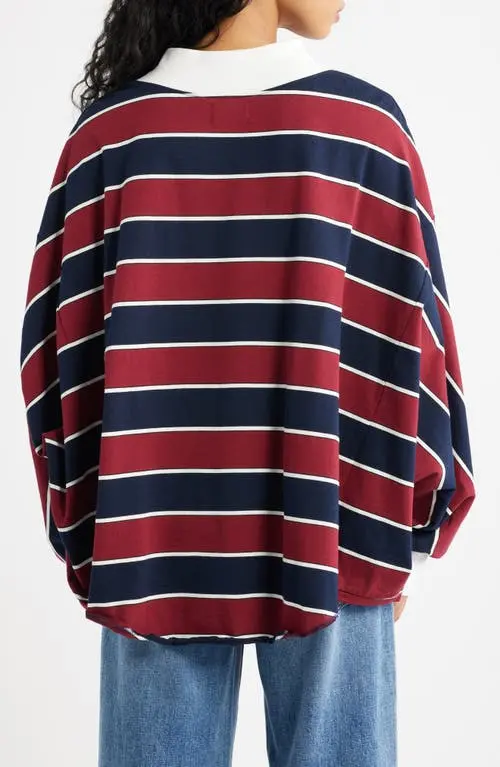 DRESSED IN LALA Oversized Striped Logo Sweatshirt