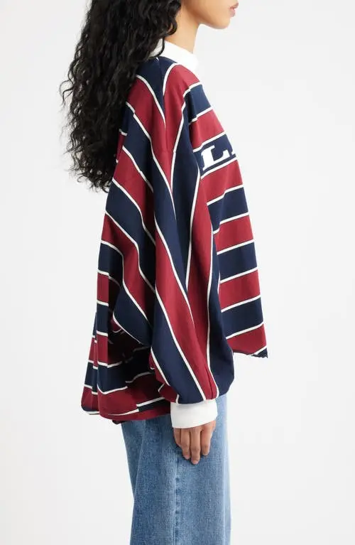 DRESSED IN LALA Oversized Striped Logo Sweatshirt