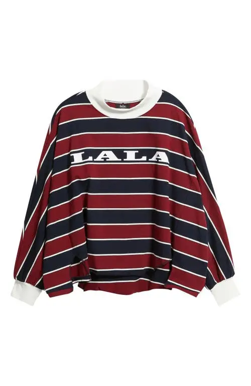 DRESSED IN LALA Oversized Striped Logo Sweatshirt