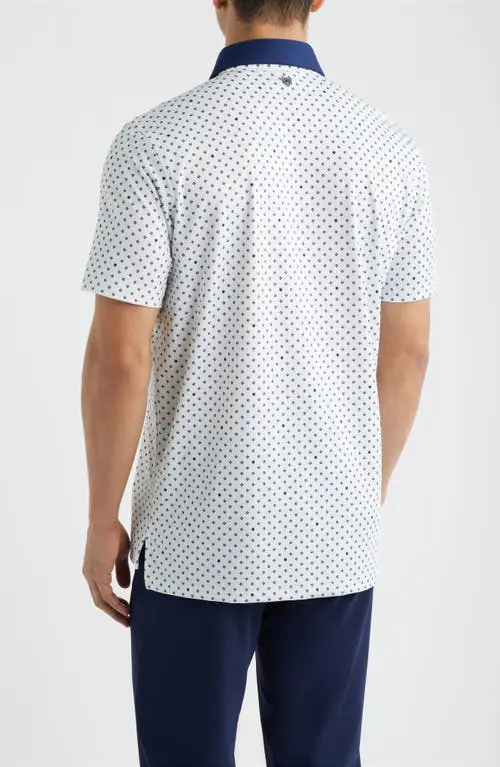 Greyson G Squared Neat Logo Print Performance Golf Polo - Arctic