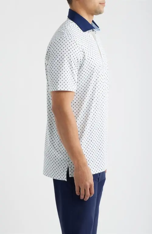 Greyson G Squared Neat Logo Print Performance Golf Polo - Arctic