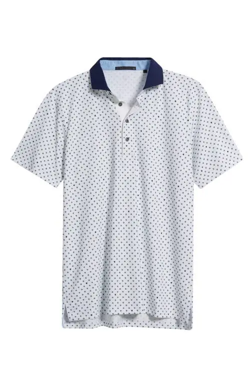 Greyson G Squared Neat Logo Print Performance Golf Polo - Arctic