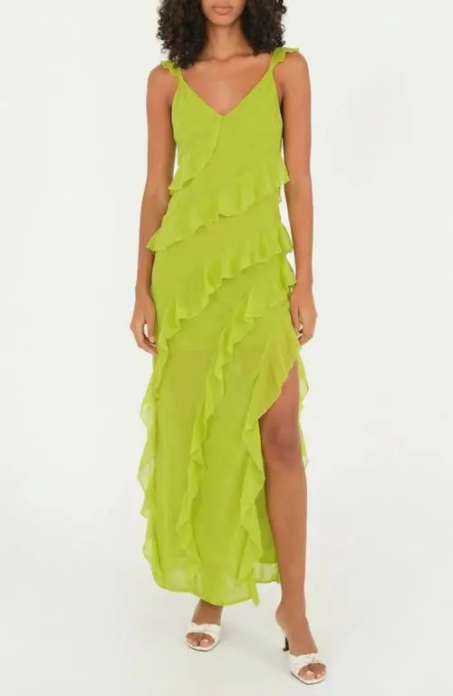 THE LULO PROJECT Cascade Ruffle Chiffon Maxi Dress