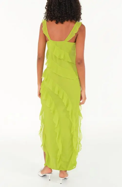 THE LULO PROJECT Cascade Ruffle Chiffon Maxi Dress