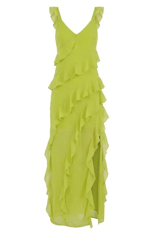 THE LULO PROJECT Cascade Ruffle Chiffon Maxi Dress