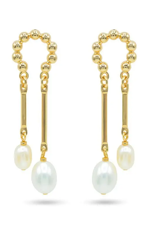 LA MENO Freshwater Pearl Drop Earrings - Gold