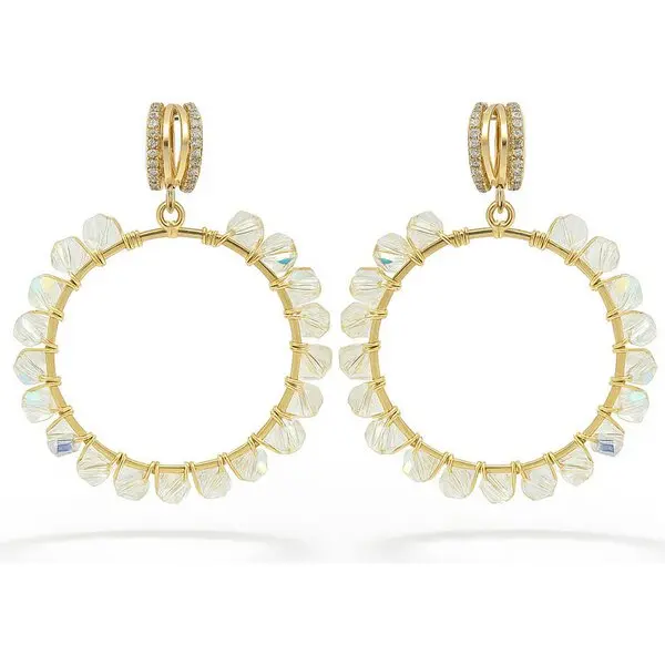 LA MENO Starlit Crystal Hoop Earrings - Gold