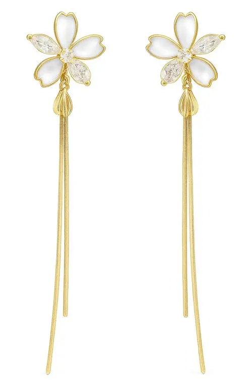 LA MENO Flower Drop Earrings - Gold