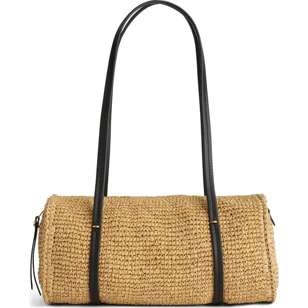 Madewell Woven Raffia Shoulder Bag - True Black Multi