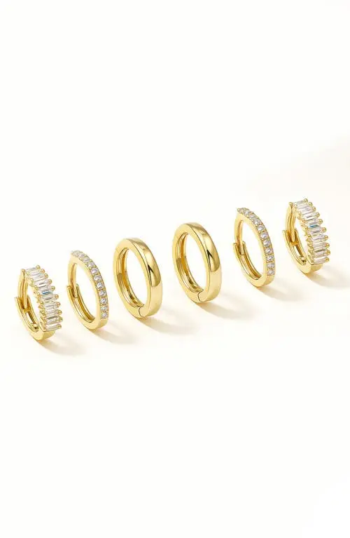 LA MENO Minimalist Hoop Earrings Set Of 3 - Gold