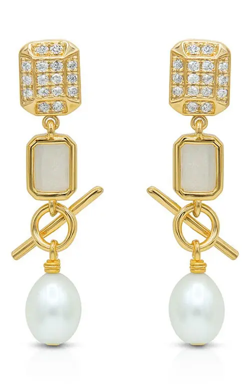 LA MENO Geometric Drop Earrings - Gold