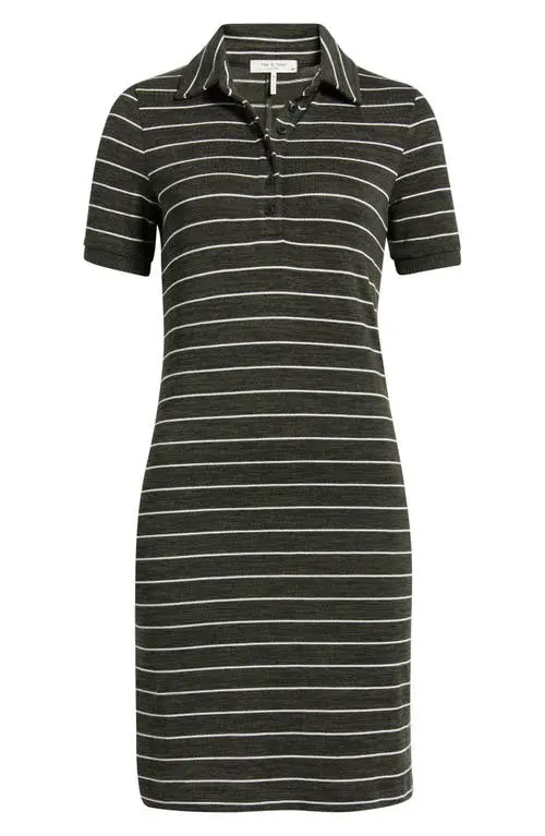 Rag & Bone Knit Stripe Polo Dress - Army