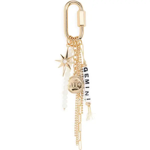 Chelsea28 Zodiac Bead Bag Charm - Gemini- White Multi- Gold