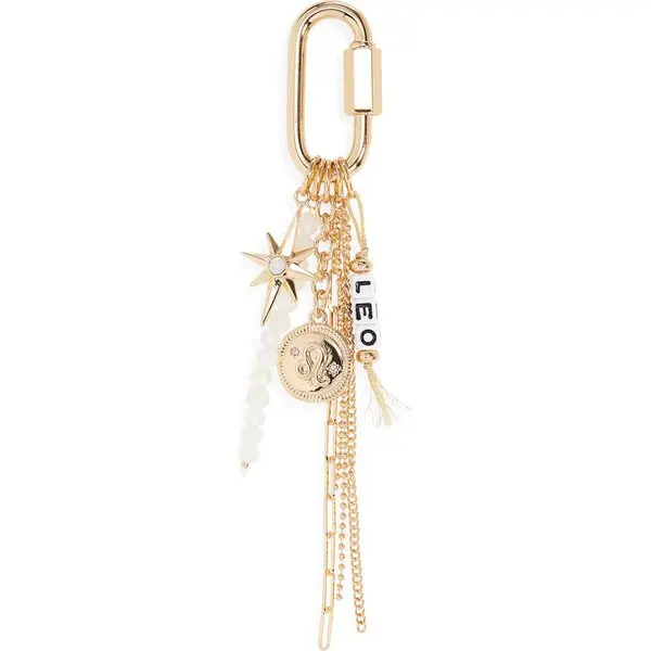 Chelsea28 Zodiac Bead Bag Charm - Leo- White Multi- Gold