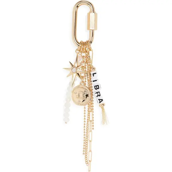 Chelsea28 Zodiac Bead Bag Charm - Libra- White Multi- Gold