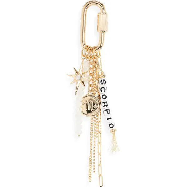 Chelsea28 Zodiac Bead Bag Charm - Scorpio- White Multi- Gold
