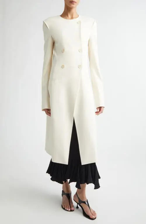 Proenza Schouler Double-breasted Satin-back Crepe Cutaway Coat - Ecru