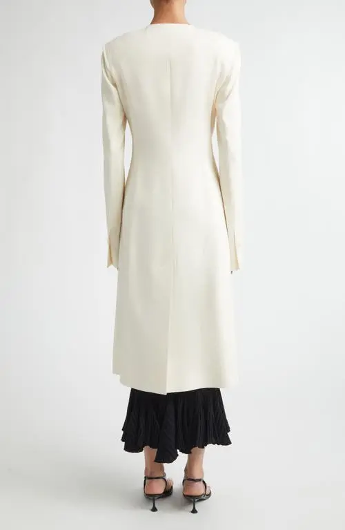 Proenza Schouler Double-breasted Satin-back Crepe Cutaway Coat - Ecru