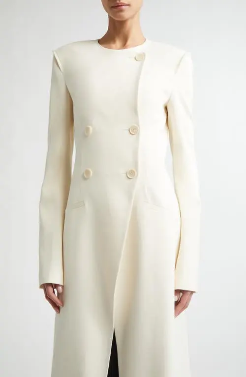 Proenza Schouler Double-breasted Satin-back Crepe Cutaway Coat - Ecru