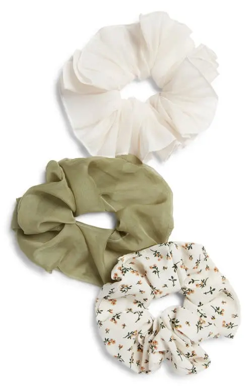 Chelsea28 3-pack Chiffon Scrunchies - Green Multi