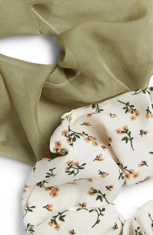 Chelsea28 3-pack Chiffon Scrunchies - Green Multi