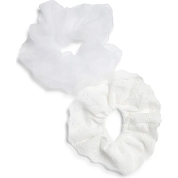 Chelsea28 Eyelet Scrunchies 2 Pack - White