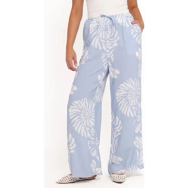 PETAL & PUP Sui Sea Wide Leg Drawstring Pants - Shell Print