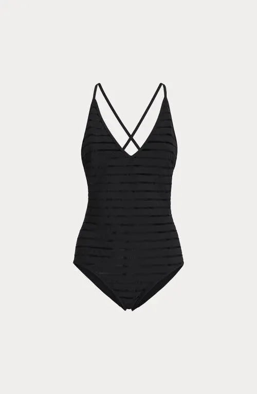 Brunello Cucinelli Striped One Piece Swimsuit - Lignite Grey