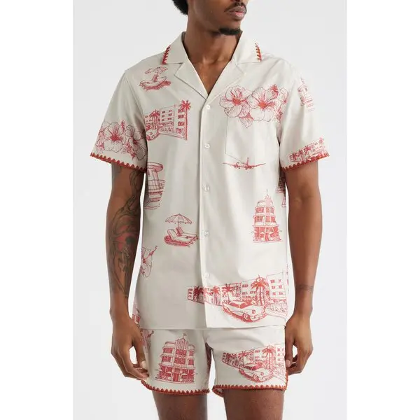 MAVRANS Ocean Drive Print Camp Shirt