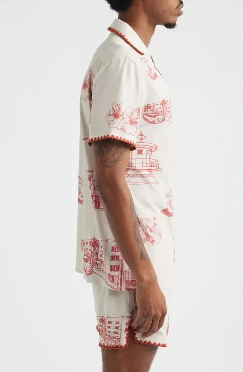 MAVRANS Ocean Drive Print Camp Shirt
