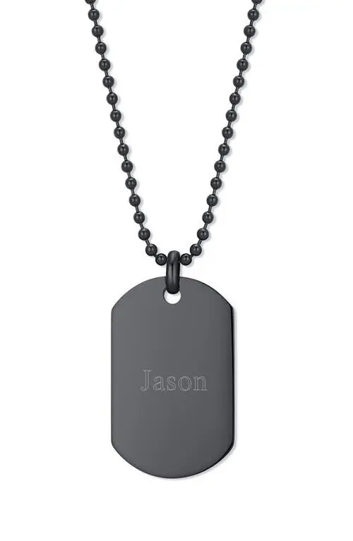 BROOK & YORK Engravable Dog Tag Pendant Necklace - Black